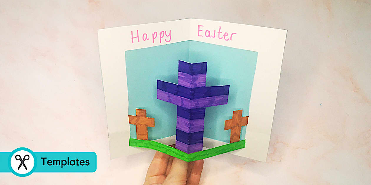 Christian Easter Card | Pop Up Cross Card Craft - Twinkl