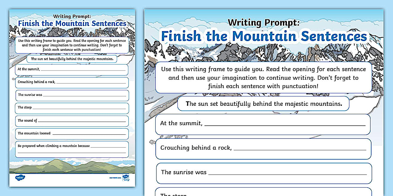 Writing Prompt: Finish the Mountain Sentences (Teacher-Made)