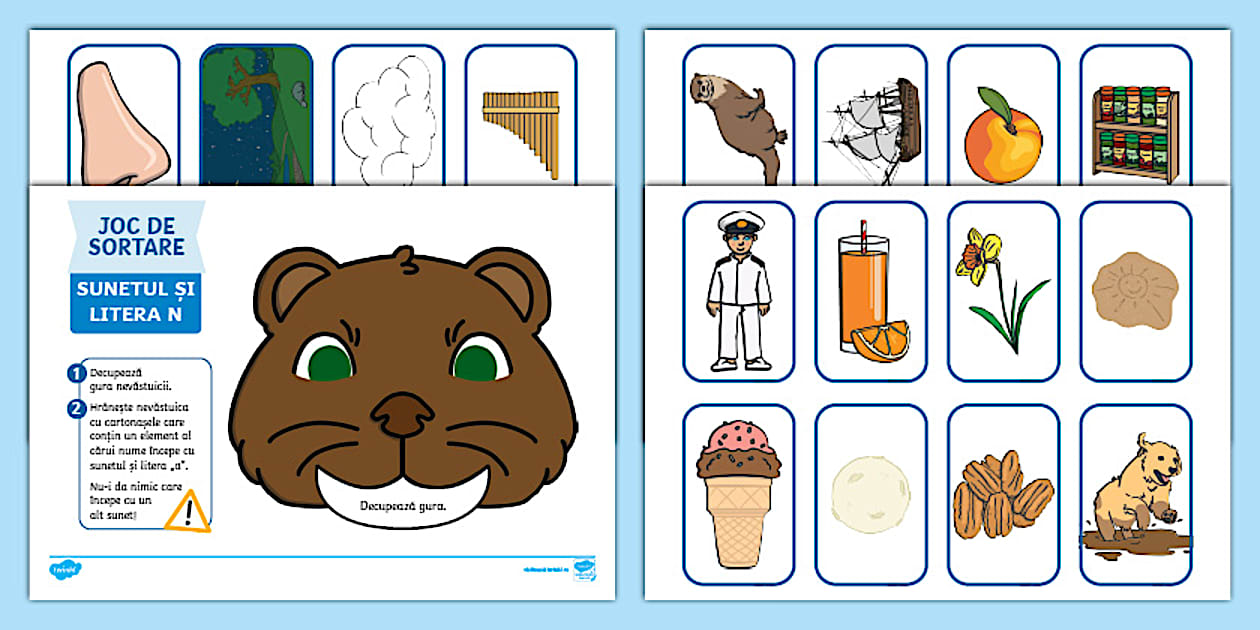 Sunetul și litera N: Hrănește nevăstuica – Joc sunet inițial