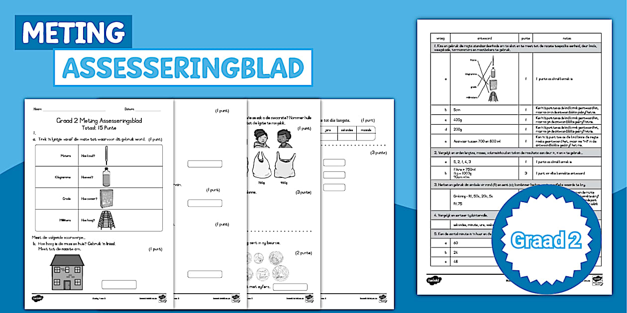 Graad 2: Meting Assesseringblad