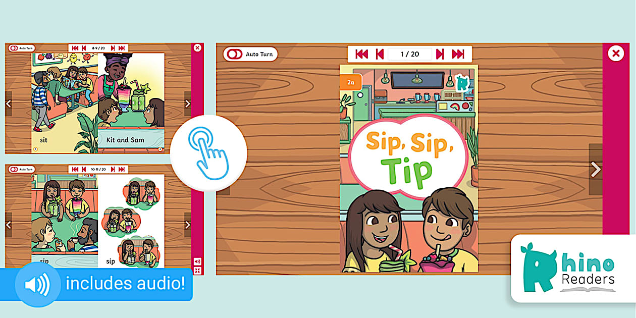 Level 2a Reading Book | Sip, Sip, Tip | Rhino Readers