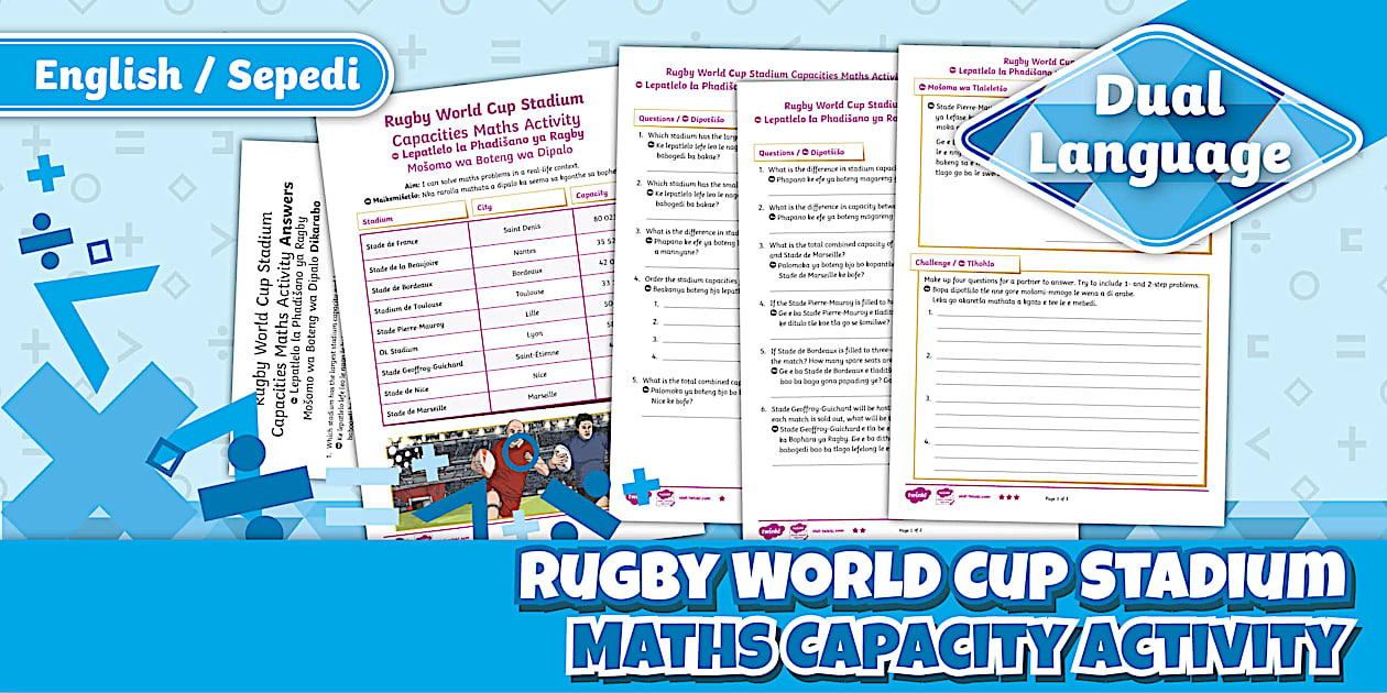 Rugby World Cup Stadium Maths Capacity Activity-Sepedi