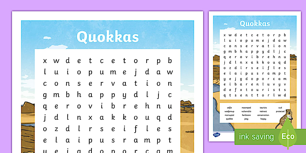 Quokka Word Search (teacher made) - Twinkl