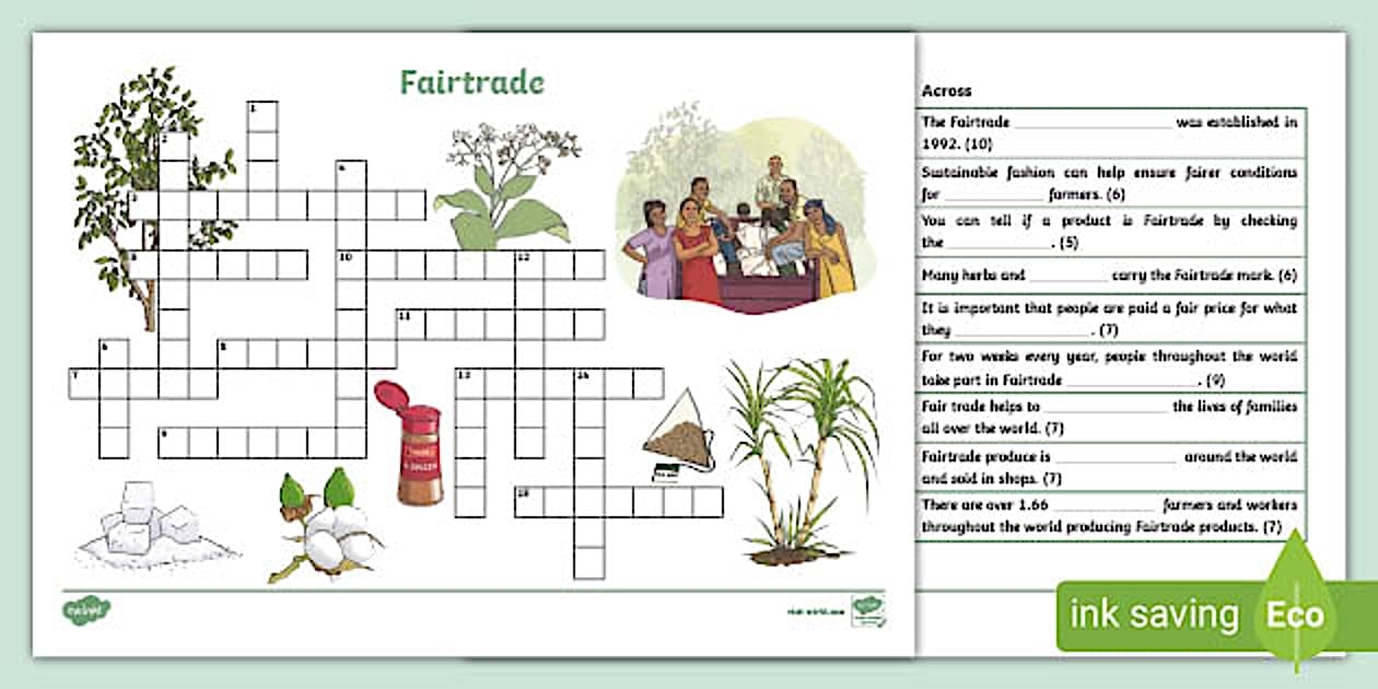 Fairtrade Crossword - Primary Resources - Twinkl