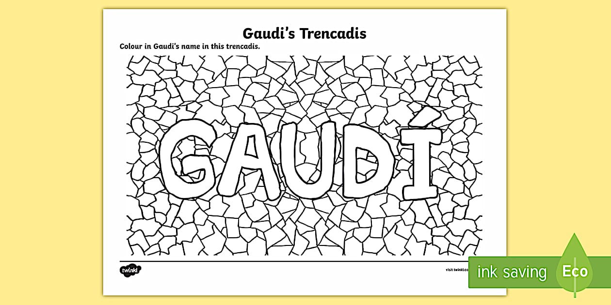 Gaudi's Trencadis Colouring Page - Twinkl