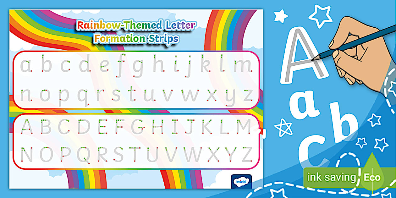 Rainbow-Themed Letter Formation Strips (teacher made)