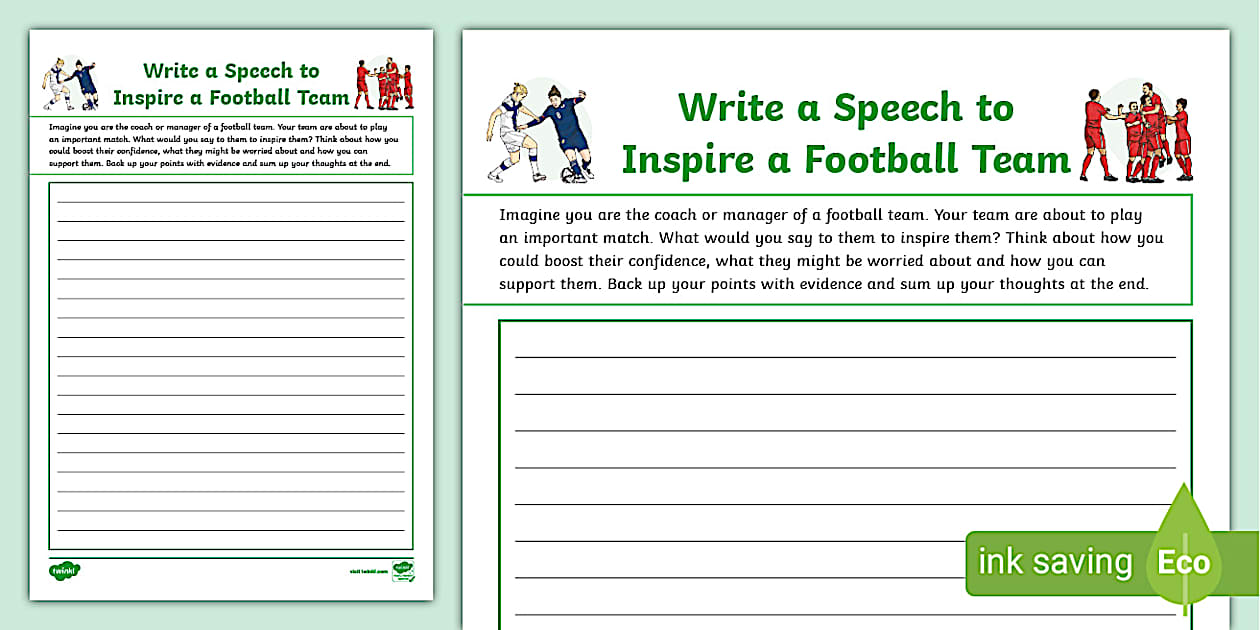 Write a Speech to Inspire a Football Team Writing Frame