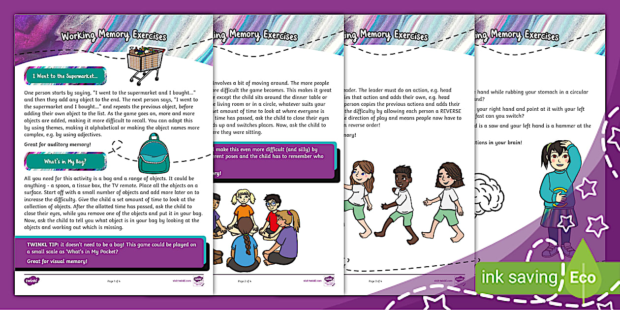 Working Memory Exercises (teacher made) - Twinkl Working Memory Exercises (teacher made) - Twinkl