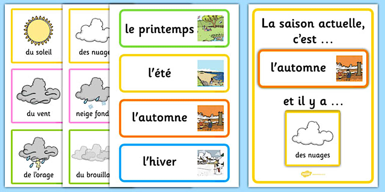 Weather and Season Day Calendar French - Twinkl