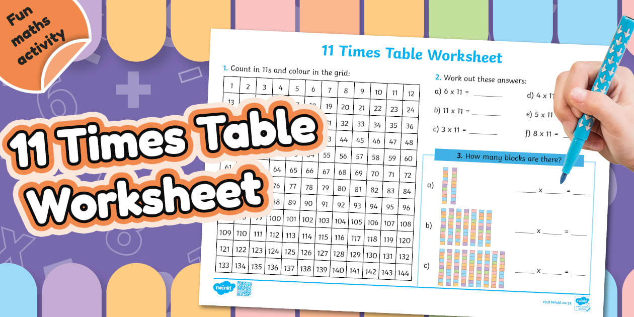 Intermediate Phase Maths - 11 Times Table - Worksheet (CAPS Aligned)