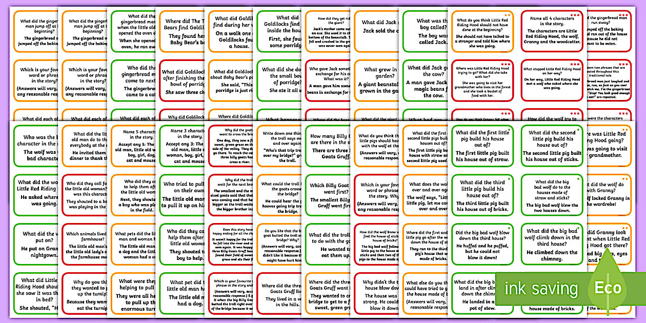 Traditional Stories Differentiated Reading Comprehension and Question Cards