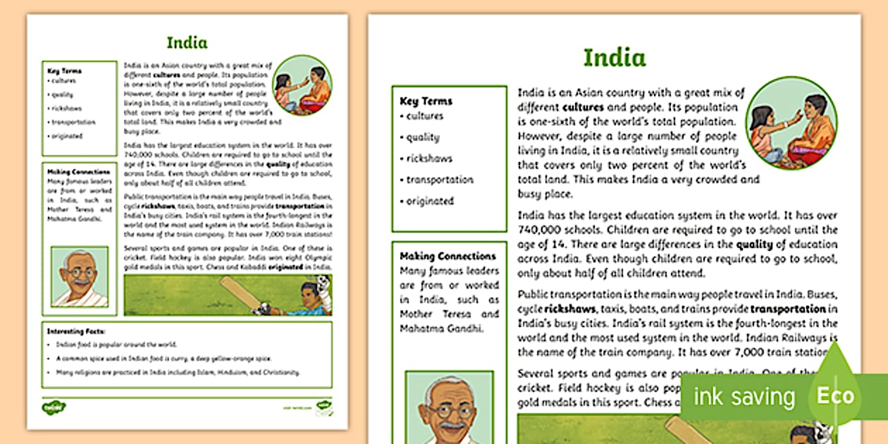 Fifth Grade India Fact File (Teacher-Made) - Twinkl