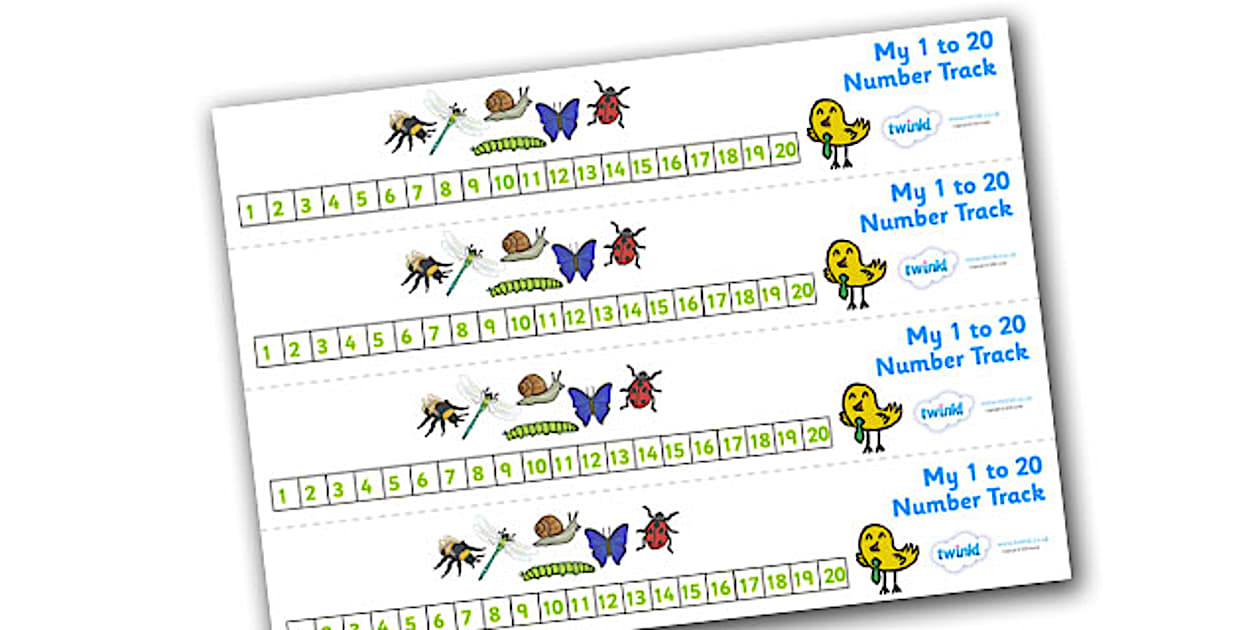 Minibeasts Number Track 0-20 (Detailed Version) - Twinkl