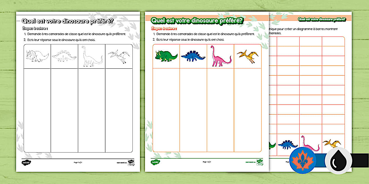 Dinosaur Graphing Activity French (Teacher-Made) - Twinkl