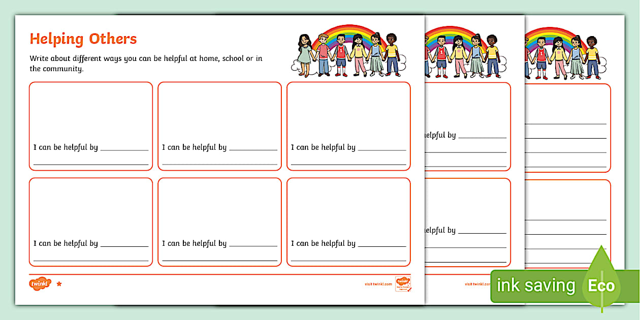 Helping Others Differentiated Activity Sheets - Twinkl - KS1
