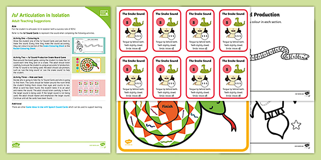 /s/ Sound Articulation in Isolation Activity Pack – Twinkl