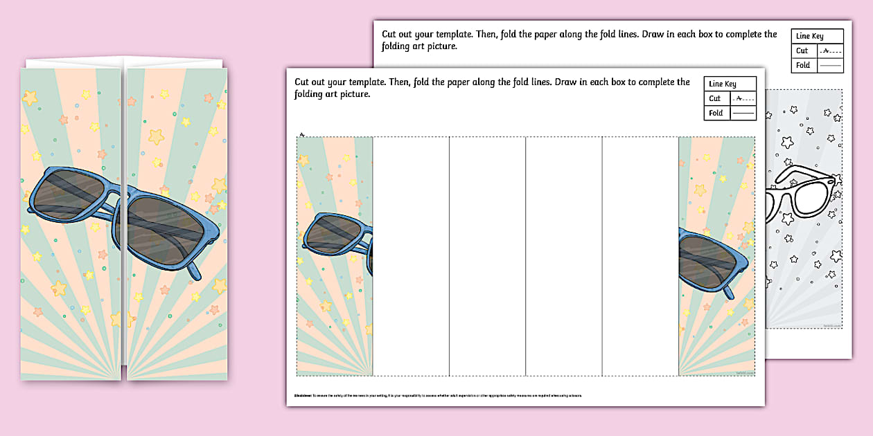 Sunglasses Folding Art Template (teacher made) - Twinkl