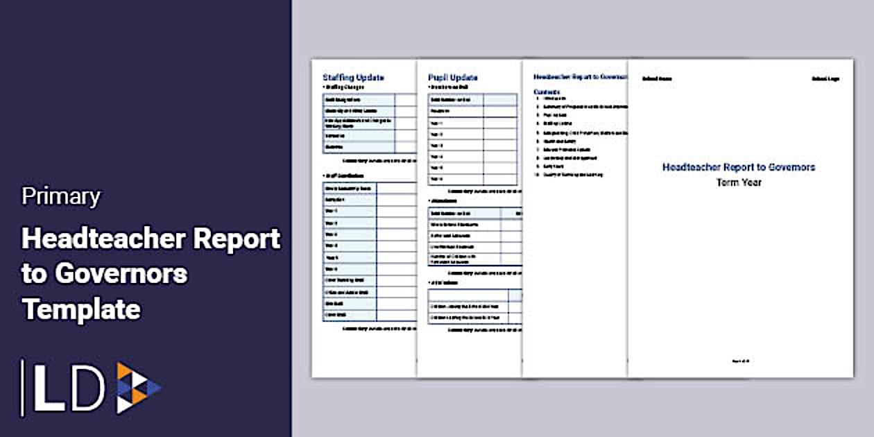 Primary Headteacher Report to Governors Template - Twinkl