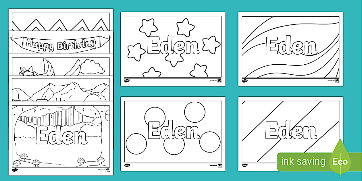 Eden Name Simple Colouring Activity Sheets | Twinkl | KS1