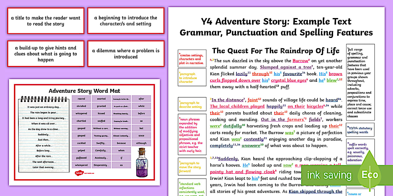 Y4 Story Writing Adventure Example Text - Example of Fiction