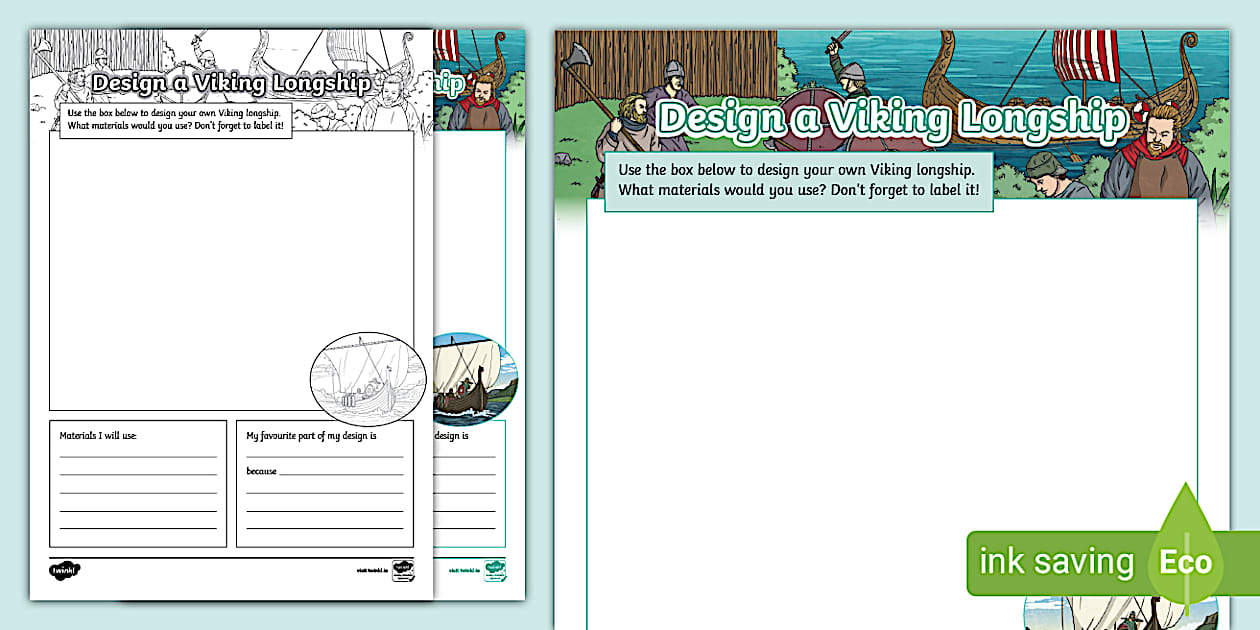 Design a Viking Longship Worksheet (teacher made) - Twinkl