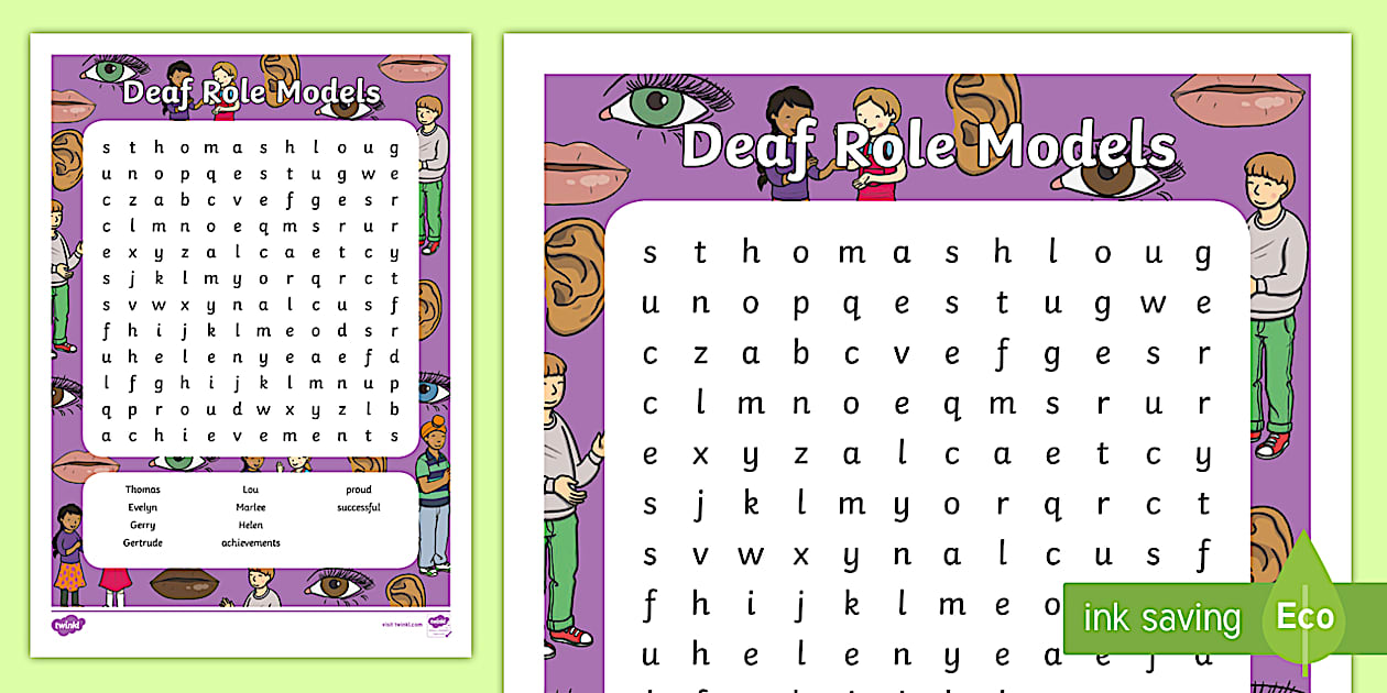 Deaf Role Models Word Search (teacher made) - Twinkl