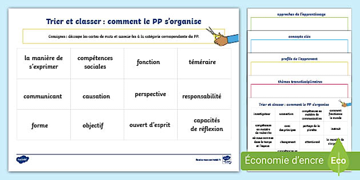 Activité de tri et de classification : Comment s'organise le PP (PYP)