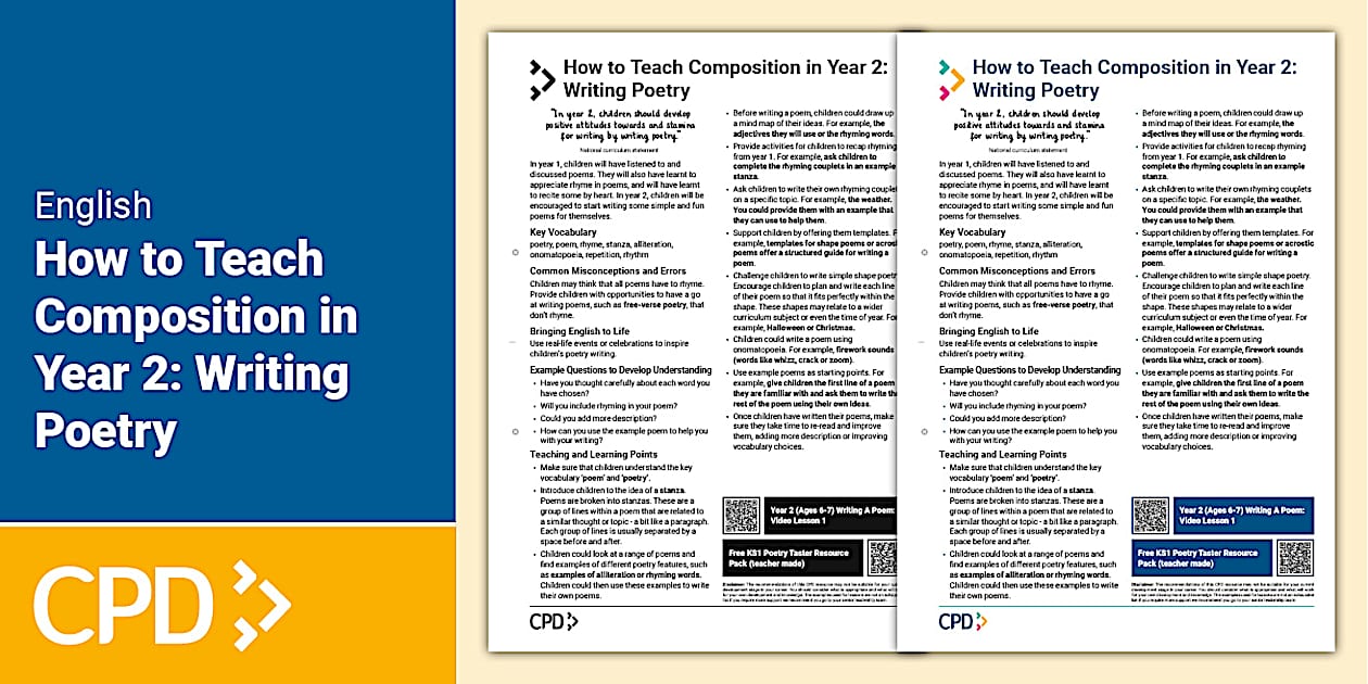 How to Teach Composition in Year 2: Writing Poetry - Twinkl