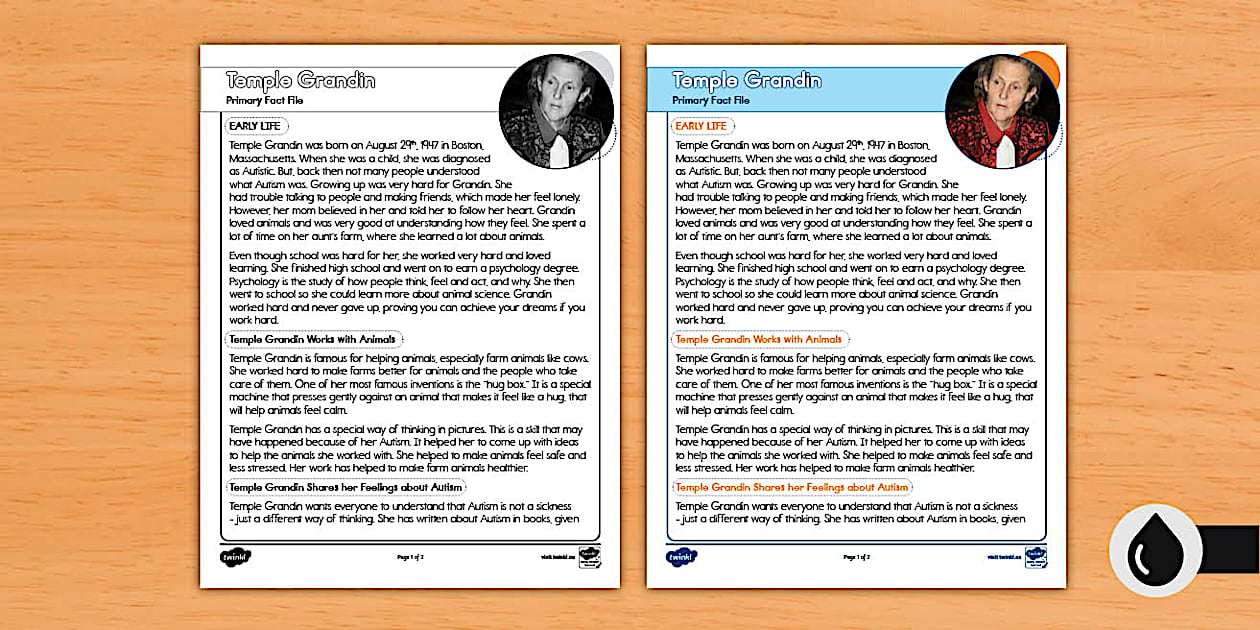 Temple Grandin Primary Fact File (Teacher-Made) - Twinkl