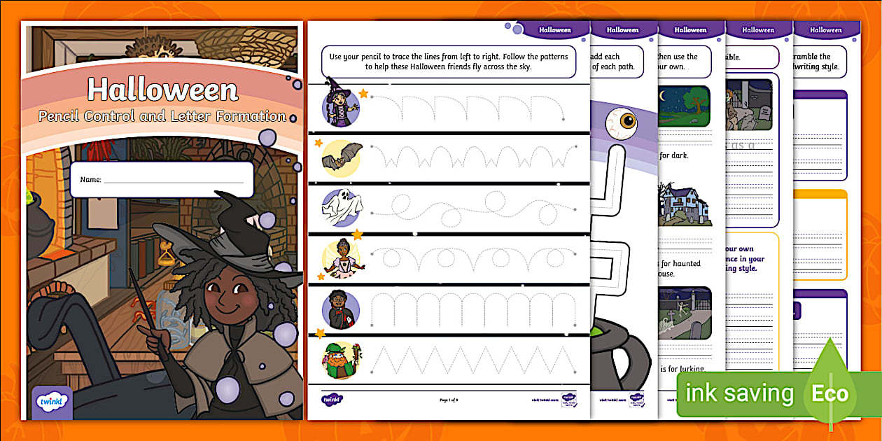 EYFS/KS1 Halloween Pencil Control & Letter Formation Activity Booklet