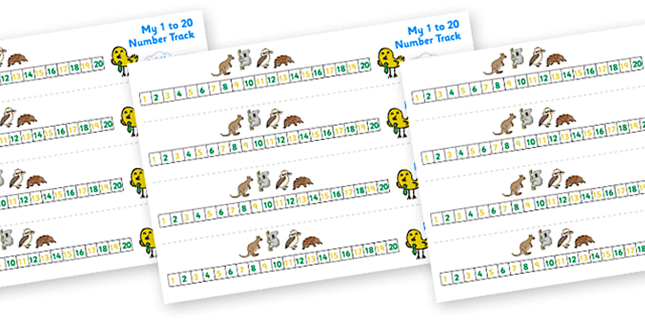 Australian Animal Number Track (1-20) (teacher made)