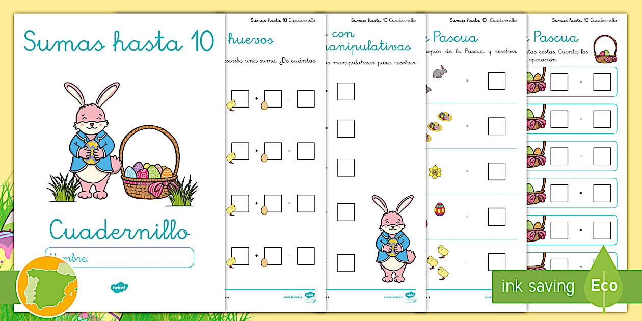 Cuadernillo: Sumas hasta 10 | Edición Pascua