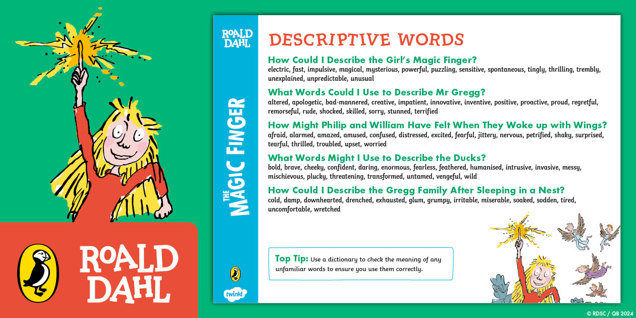 FREE! - The Magic Finger: Descriptive Word Mat - Twinkl