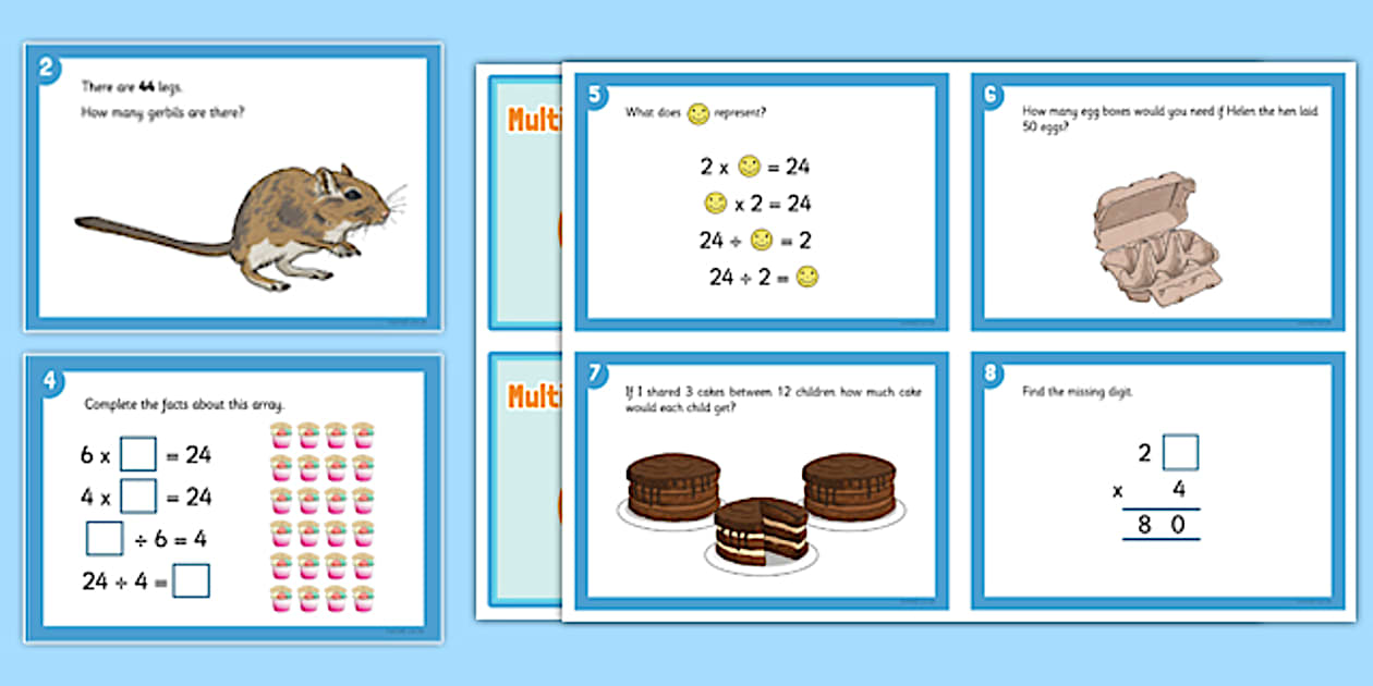 Multiplication and Division Challenge Cards | Grade 3 Math