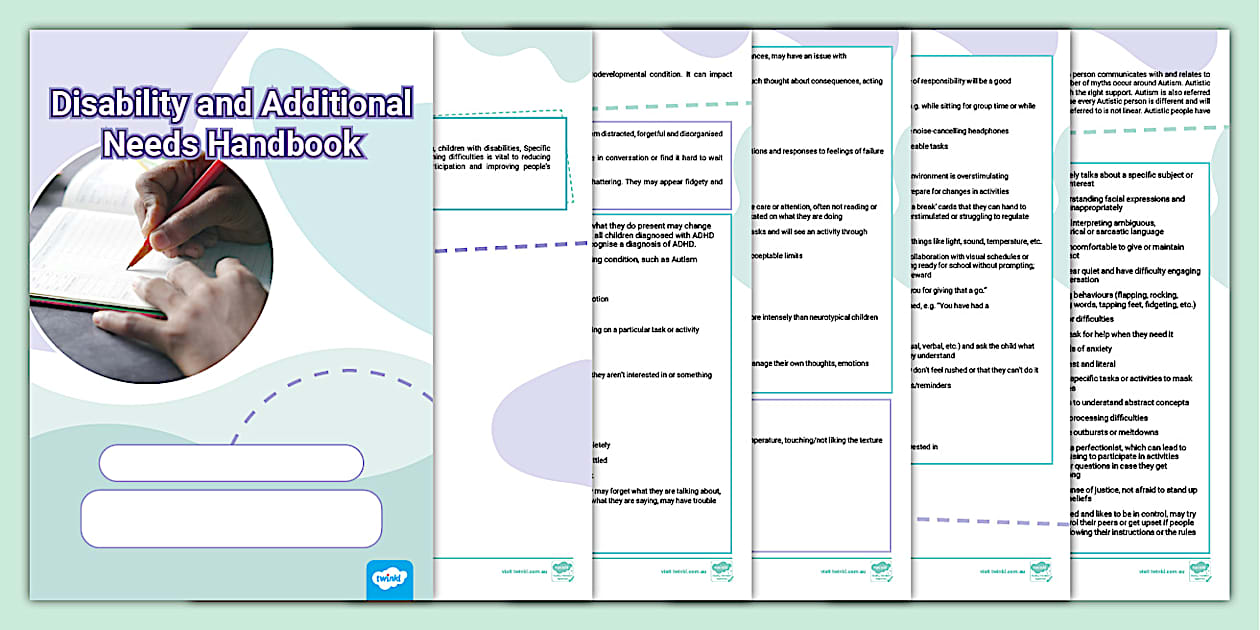 Disability and Additional Needs Handbook (teacher made)