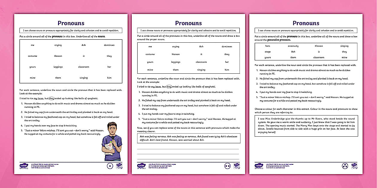 Pronouns KS2 Worksheets Differentiated Worksheet - Twinkl