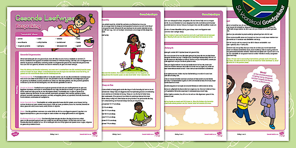 Gesonde Leefwyse: Kringtyd Besprekingsbladsye - Twinkl