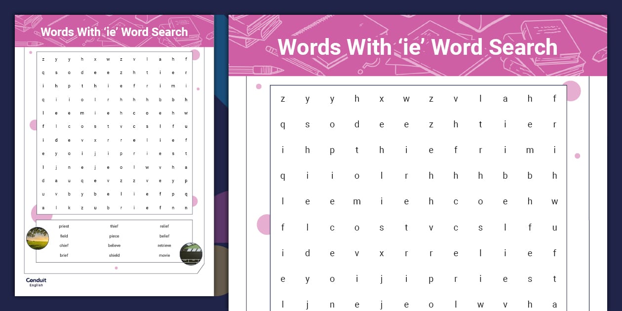 Reinforcing Sounds: Words With 'ie' Word Search - Twinkl
