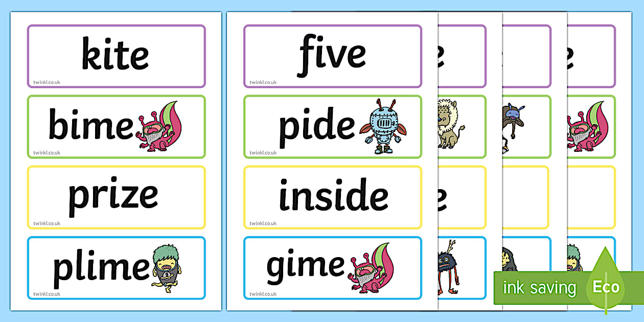 Editable Phase 5 'i_e' Split Digraph Flashcards Real and Nonsense Words