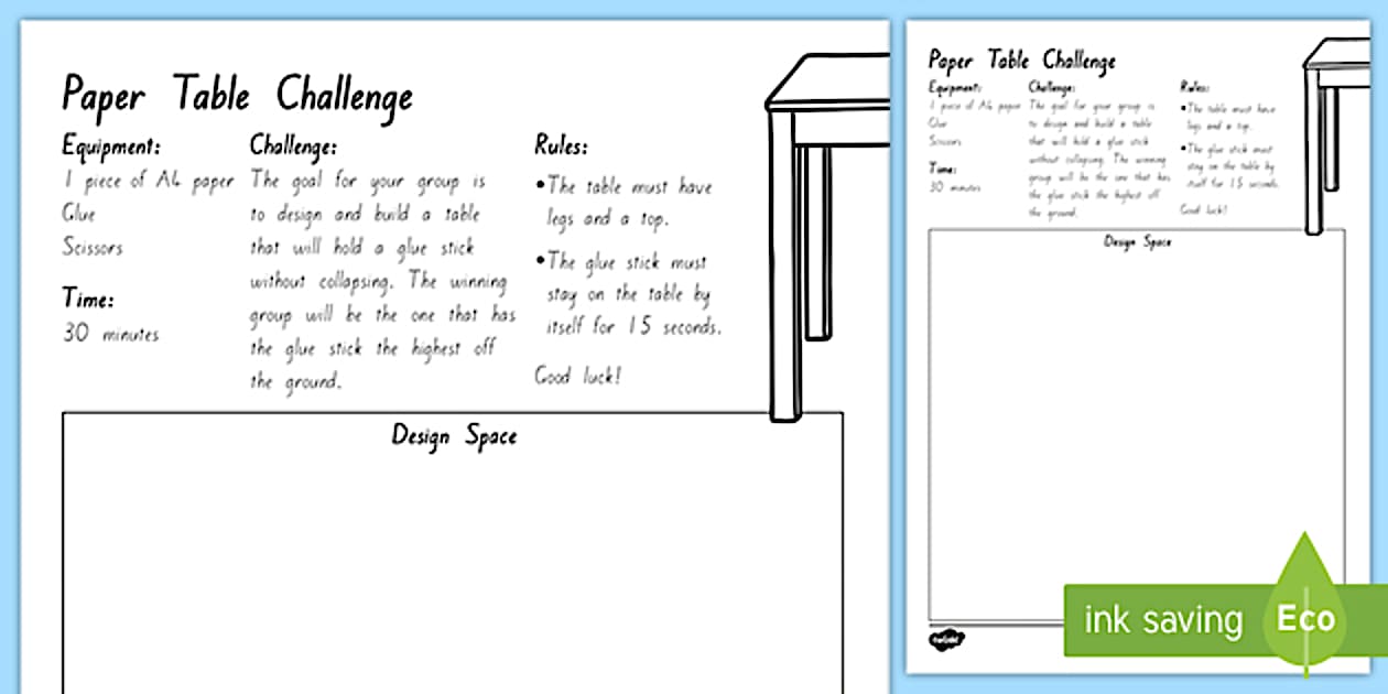STEAM Paper Table Challenge - Twinkl