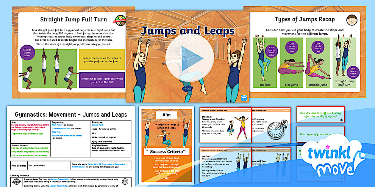 Jumping and Leaping - Year 4 PE Gymnastics Lesson - Twinkl
