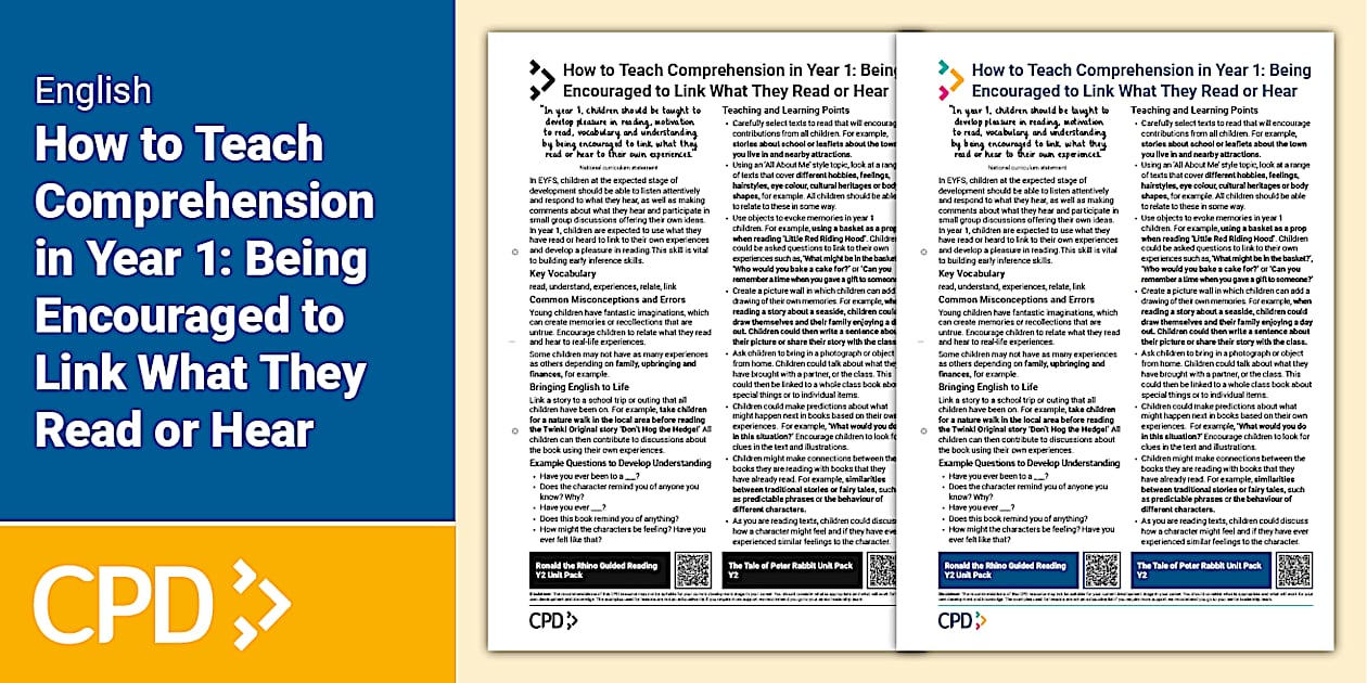 How to Teach Comprehension in Year 1: Being Encouraged to Link What ...