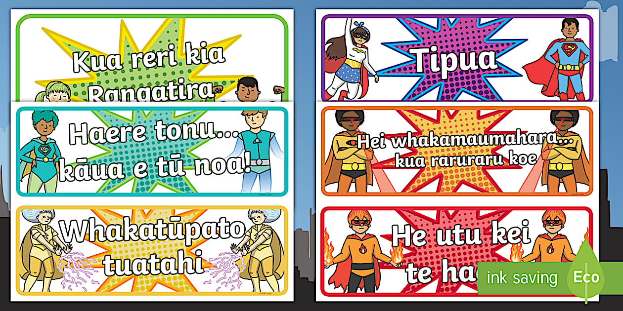 Superhero Behaviour Chart Te Reo Maori Display Cut-Outs