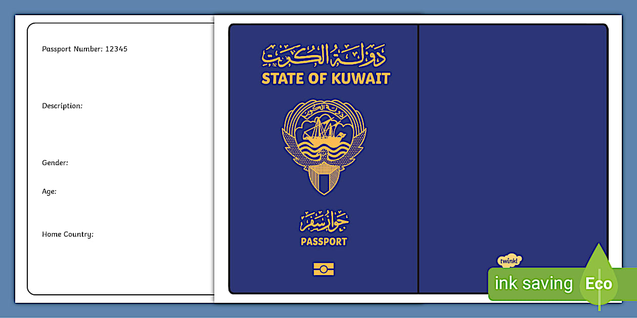Kuwait Passport Template - Craft (teacher made) - Twinkl