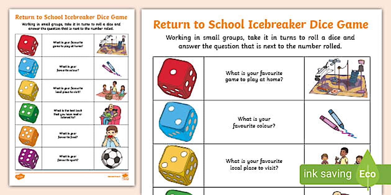Editable Return to School Icebreaker Dice Game - Twinkl