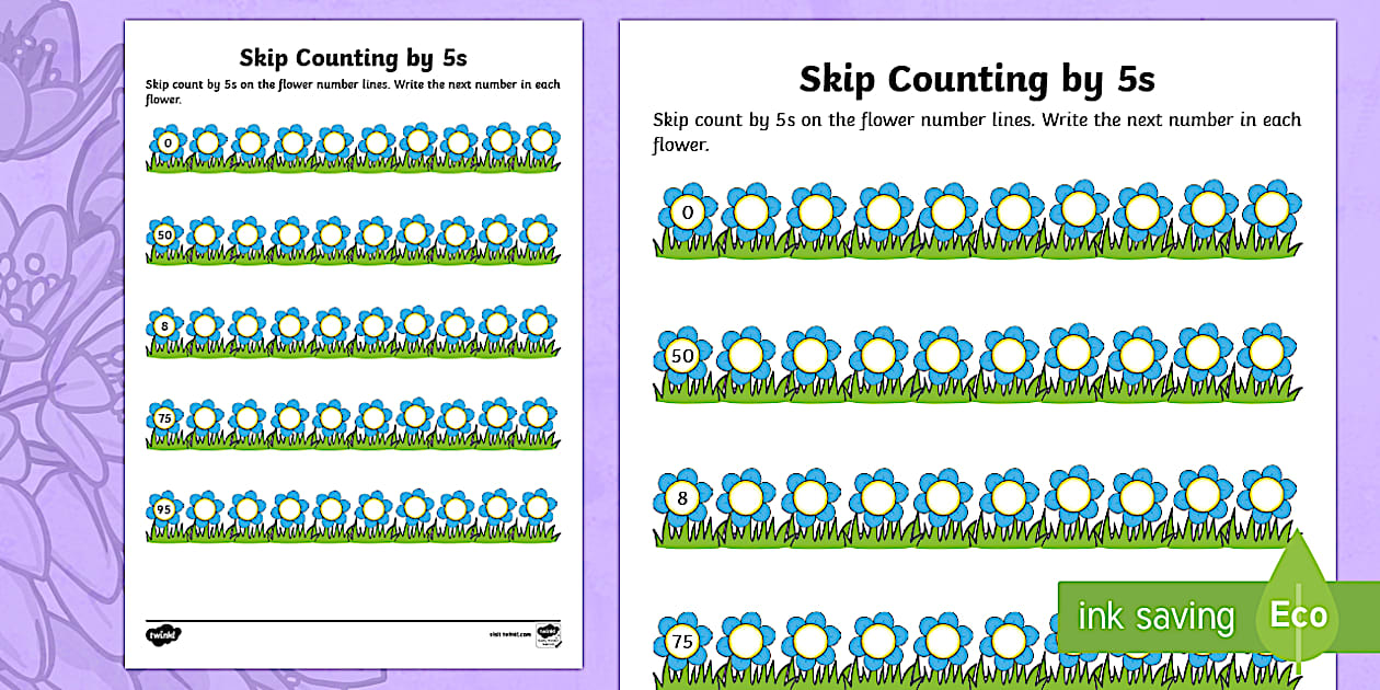 Black and White Mother's Day Skip Counting by 5s Worksheet