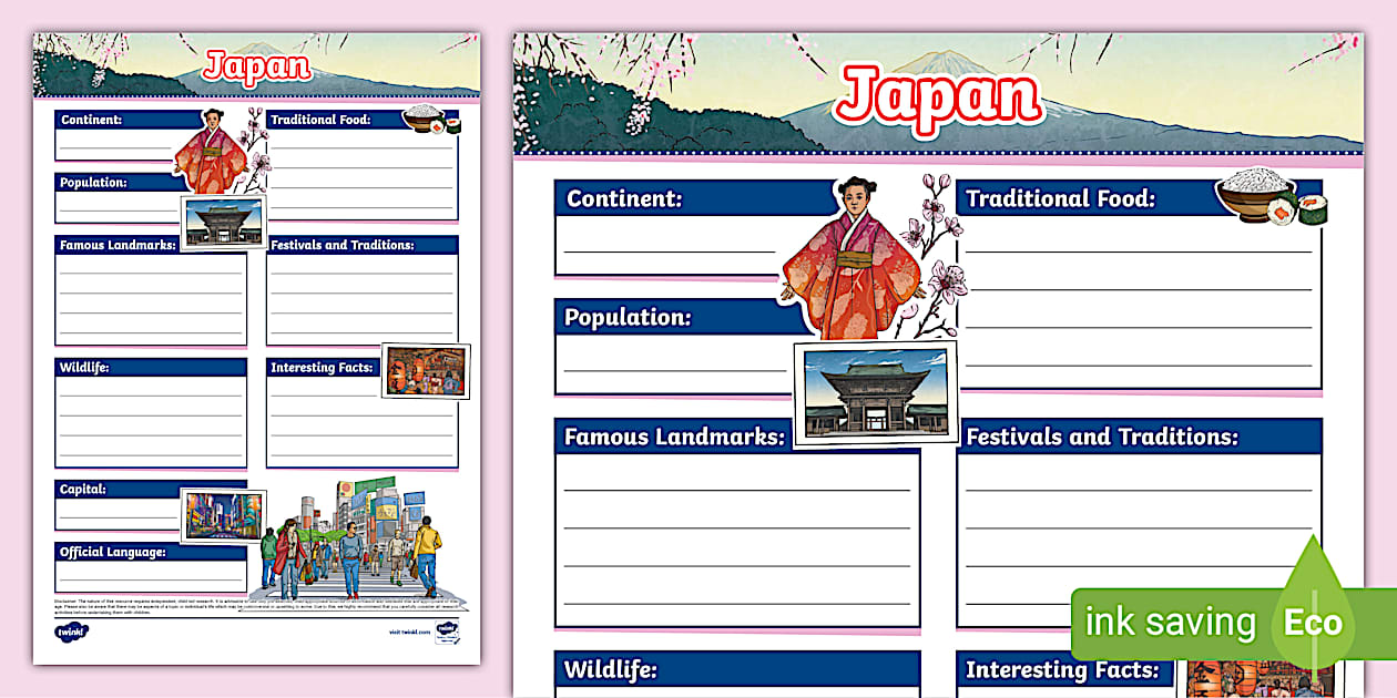 KS2 Japan Fact File Template (teacher made) - Twinkl