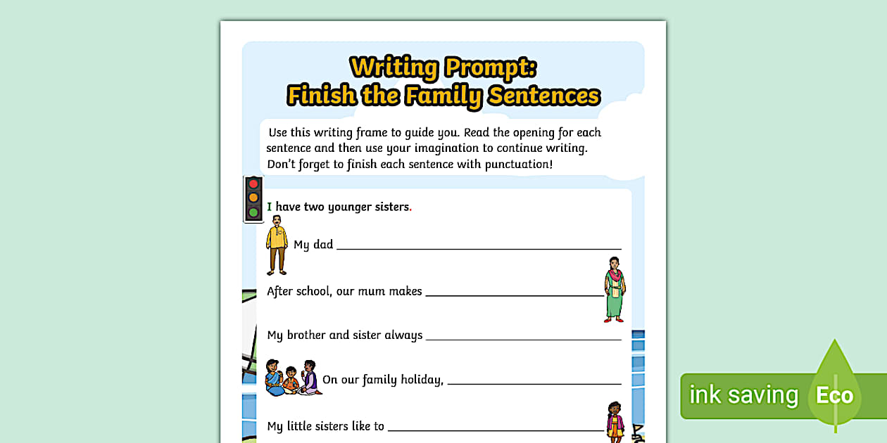 Writing Prompt: Finish the Family Sentences (teacher made)