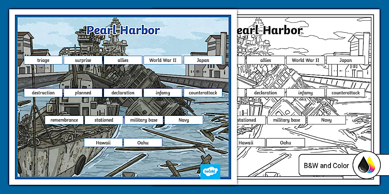 Pearl Harbor Vocabulary Mat (Teacher-Made) - Twinkl