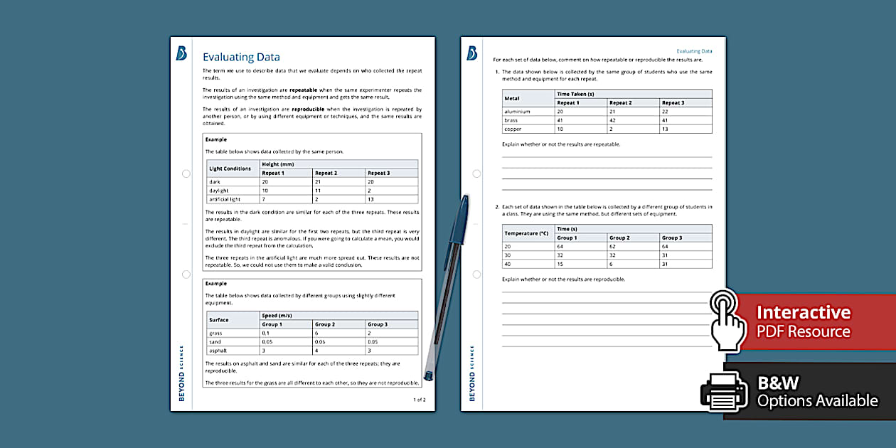 Evaluating Data Independent Learning Worksheet - Twinkl
